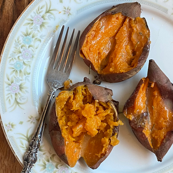 Baked Sweet Potatoes with Rosemary Butter - Local Roots NYC